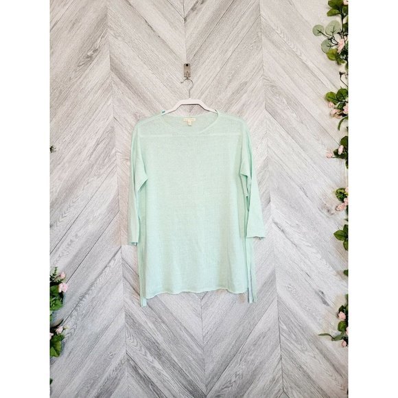 Eileen Fisher | Tops | Eileen Fisher Mint Organic Linen Knit Side Split Tunic Size Xxs | Poshmark